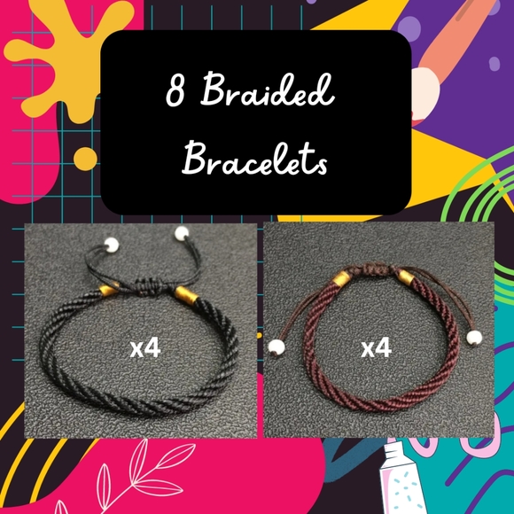 Office | 8 Adjustable Rope Braided Bracelets 4 Brown 4 Black | Poshmark